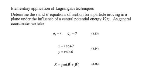 Lagrangian Method Classical Mechanics By Barger And Olsson