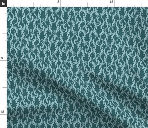 Salamanders Ogee 6x6 Soft Turquoise Blue Fabric Spoonflower