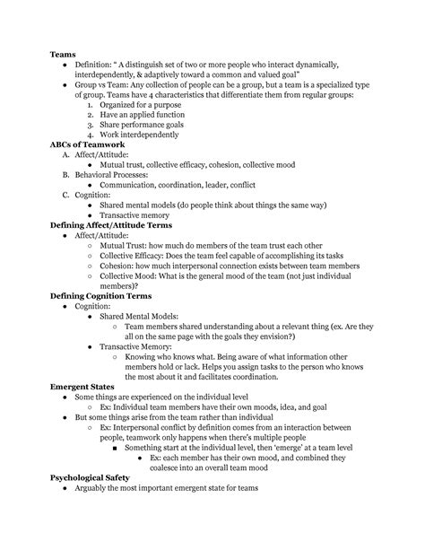 Teams Lecture 11 Notes Teams Definition “ A Distinguish Set Of