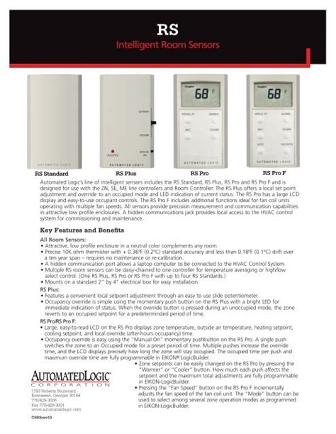 Intelligent Room Sensors Automated Logic Corporation