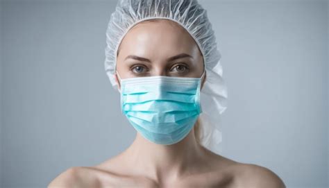 Premium Photo A Woman Wearing A Blue Surgical Mask