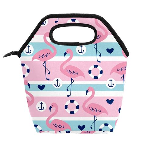 Ownta Flamingo Pattern Meal Bag Lightweight Large Capacity Tote Lunch