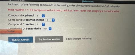Solved Rank Each Of The Following Compounds In Decreasing