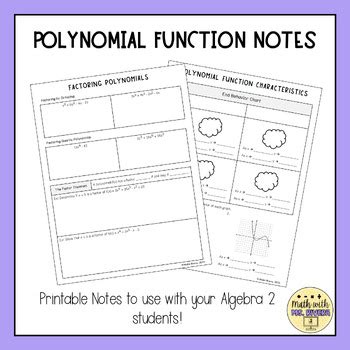 Polynomial Functions Guided Notes Bundle Algebra By Math With Ms Rivera