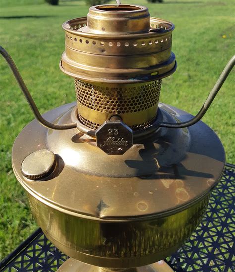 Vintage Aladdin Model 23 Brass Round Wick Oil Lamp Very Collectible Oil