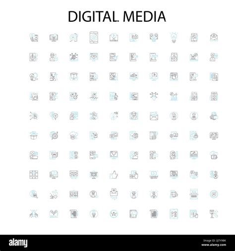 Digital Media Icons Signs Outline Symbols Concept Linear