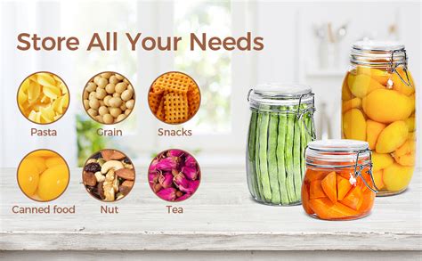 Comsaf Airtight Glass Canister Set Of 6 With Lids 17oz Food