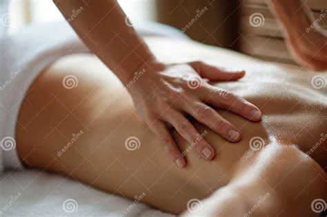 Massage And Body Care Concept Female Hands Doing Back Massage With Oil