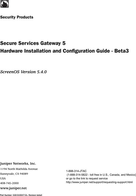 Juniper Networks Ssg5 Secure Services Gateway 5 User Manual Ssg5 Hw