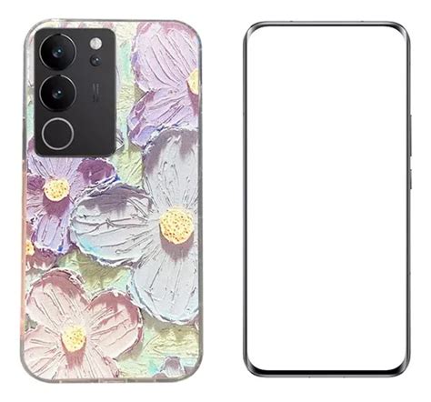 Funda Para Vivo V30 Lite 5g Flores Tener Vidrio Membrana Meses Sin