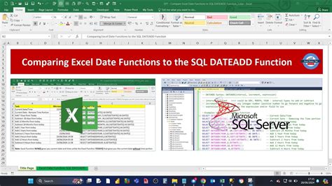 Comparing Various Excel Date Functions To Sql Dateadd Function Sql
