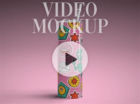 Video Mockup 20oz Skinny Tumbler Animated Tumbler Mockup Spinning