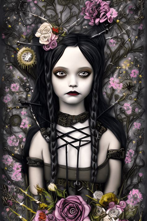 Up Whimsical Detailed Steampunk Wednesday Addams By Jenna Ortega