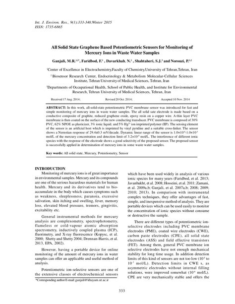 Pdf All Solid State Graphene Based Potentiometric Sensors For Monitoring Of Mercury Ions In
