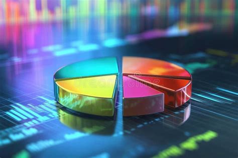 Data Visualization Colorful Pie Chart On A Digital Background Stock