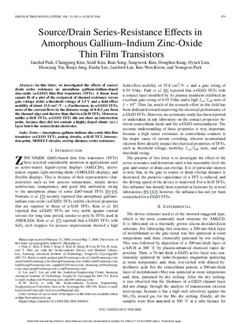 Pdf Source Drain Series Resistance Effects In Amorphous Gallium Indium Zinc Oxide Thin Film