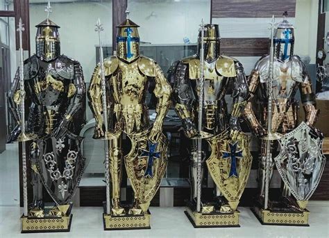 Set Of 4 Medieval Knight Templar Armor Suit Battle Warrior Etsy