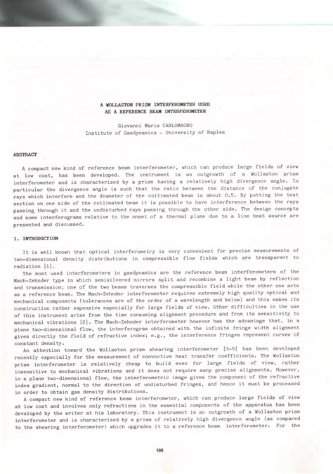 Pdf A Wollaston Prism Interferometer Used As A Reference Beam Interferometer