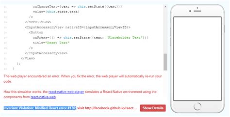 Inputaccessoryview Suffering Invariant Violation Minified React Error