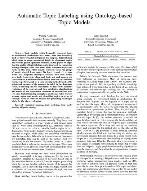 Pdf Automatic Topic Labeling Using Ontology Based Topic Models