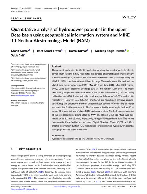 Pdf Quantitative Analysis Of Hydropower Potential In The Upper Beas Basin Using Geographical