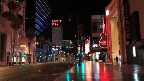 Hollywood Boulevard Walk Of Fame View By Night Stock Video Video Of