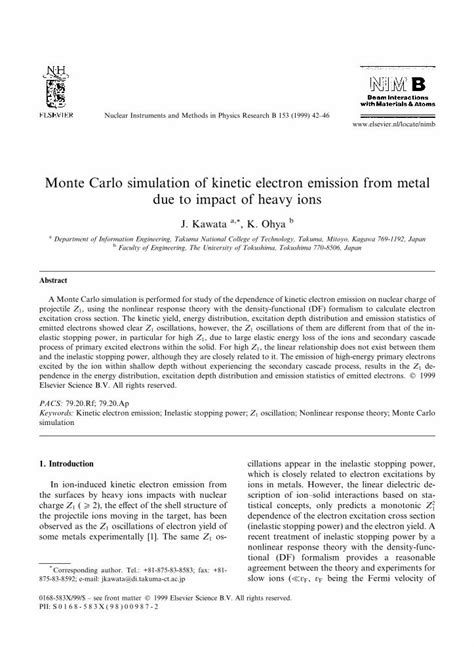 Pdf Monte Carlo Simulation Of Kinetic Electron Emission From Metal Due To Impact Of Heavy Ions