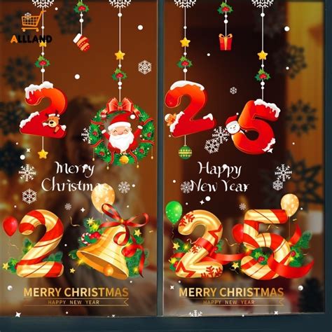 Merry Christmas Window Sticker 2025 New Year Electrostatic Glass