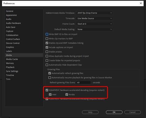 What H 264 And H 265 Hardware Decoding Is Supported In Premiere Pro