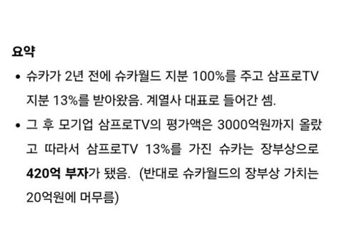 슈카 월드의 400억 주식 사건 결말 리얼타임즈