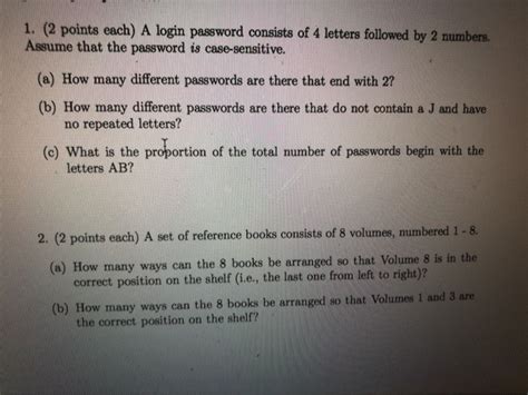 solved 1 2 points each a login password consists of 4