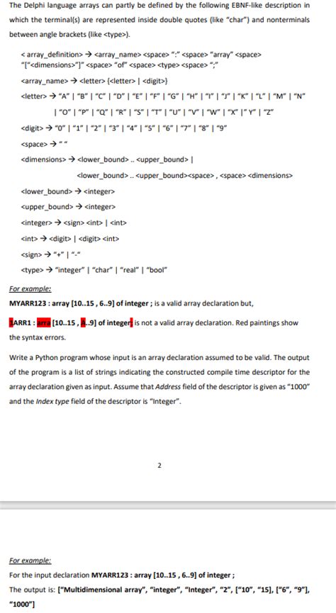 Solved The Delphi Language Arrays Can Partly Be Defined By