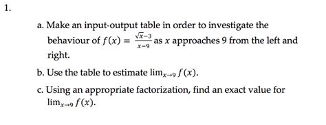 Solved 1 A Make An Input Output Table In Order To Chegg Com