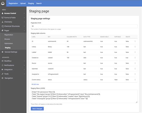 Pages Configuration Chemaxon Docs