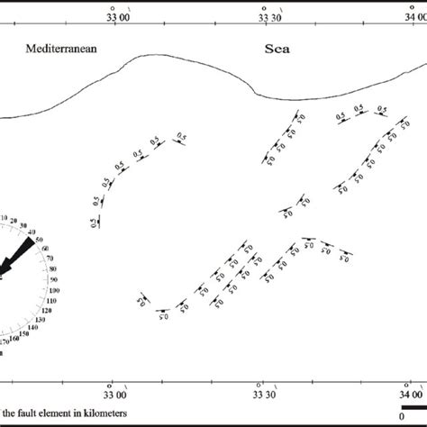 a map showing the fault segments at depth range of 2 0 km download