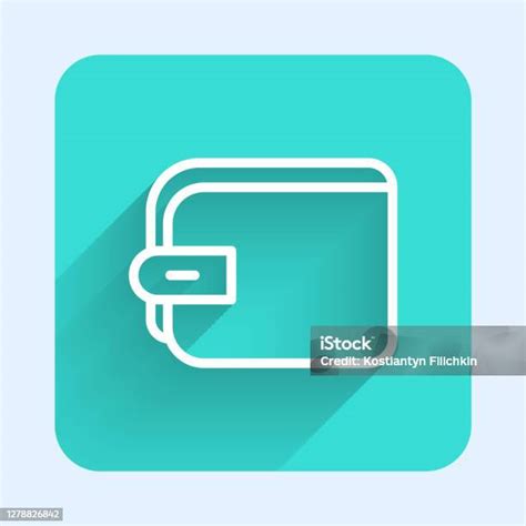 긴 그림자로 격리 된 화이트 라인 지갑 아이콘 지갑 아이콘입니다 현금 저축 기호 녹색 정사각형 버튼입니다 벡터 0명에 대한 스톡 벡터 아트 및 기타 이미지 Istock