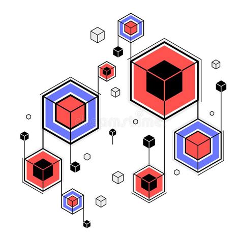two connected cubes icon vector blockchain symbol stock vector