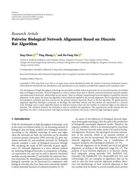 pdf pairwise biological network alignment based on discrete bat algorithm