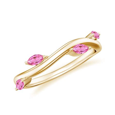 4x2mm Marquise Shaped Pink Sapphire Leaf Eternity Band In 925 Sterling