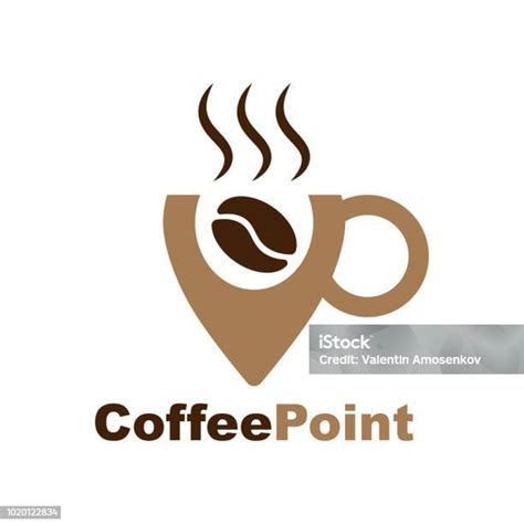 커피가 게에 대 한 로고입니다 커피 콩 모자 및 탐색 마크와 로고 타입을 설명 합니다 커피 로고 디자인 포인트 커피 위치 로고 템플릿 디자인 벡터 일러스트 레이 터 0명에