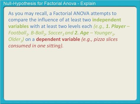 Null Hypothesis For A Factorial Anova