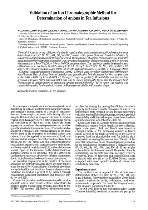 PDF Validation Of An Ion Chromatographic Method For Determination Of