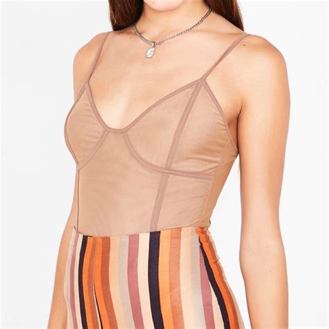 Tiger Mist Body Con Nude Bodysuit With Formfitting Si Gem