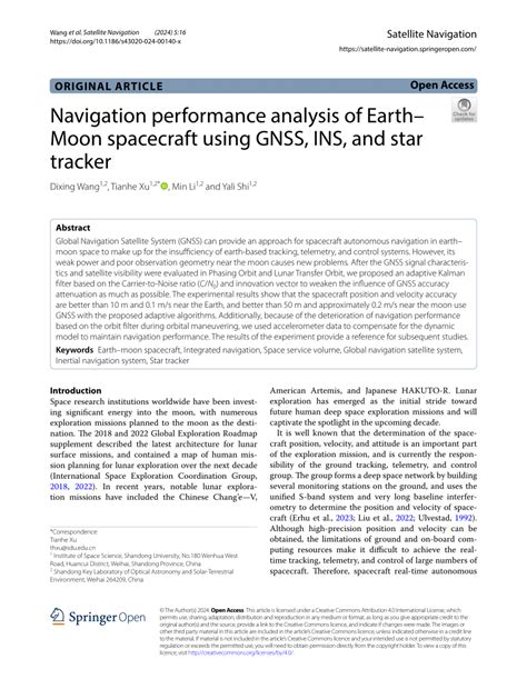 Pdf Navigation Performance Analysis Of Earth Moon Spacecraft Using Gnss Ins And Star Tracker