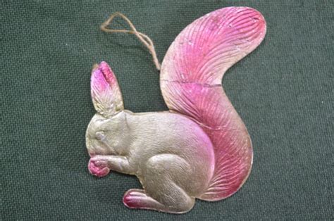 Купить Елочная игрушка Белка с орехом белочка картонаж Картон фольга Подвесная СССР в