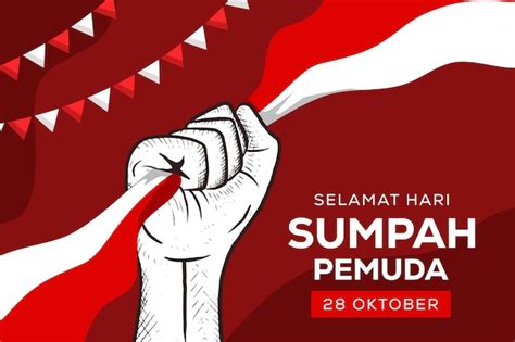 Premium Vector Hand Drawn Vector Sumpah Pemuda 28 Oktober Background