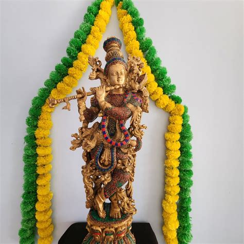 Brass Krishna Statue 30 Inch Big Large Size Brass Lord Krishna Idol