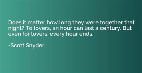 Does It Matter How Long They Were Together That Night To Lovers An