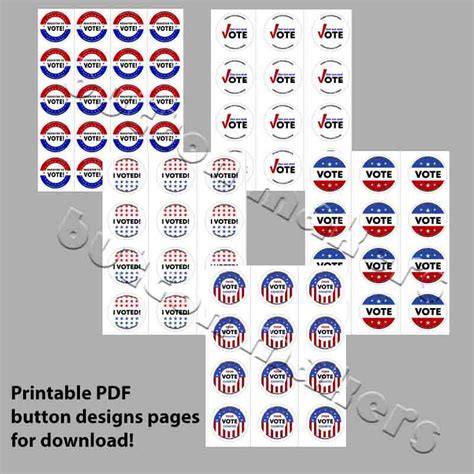 Printable Button Art Vote Design Pack S18058