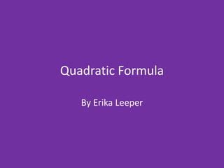 Quadratic Formula Powerpoint PPT